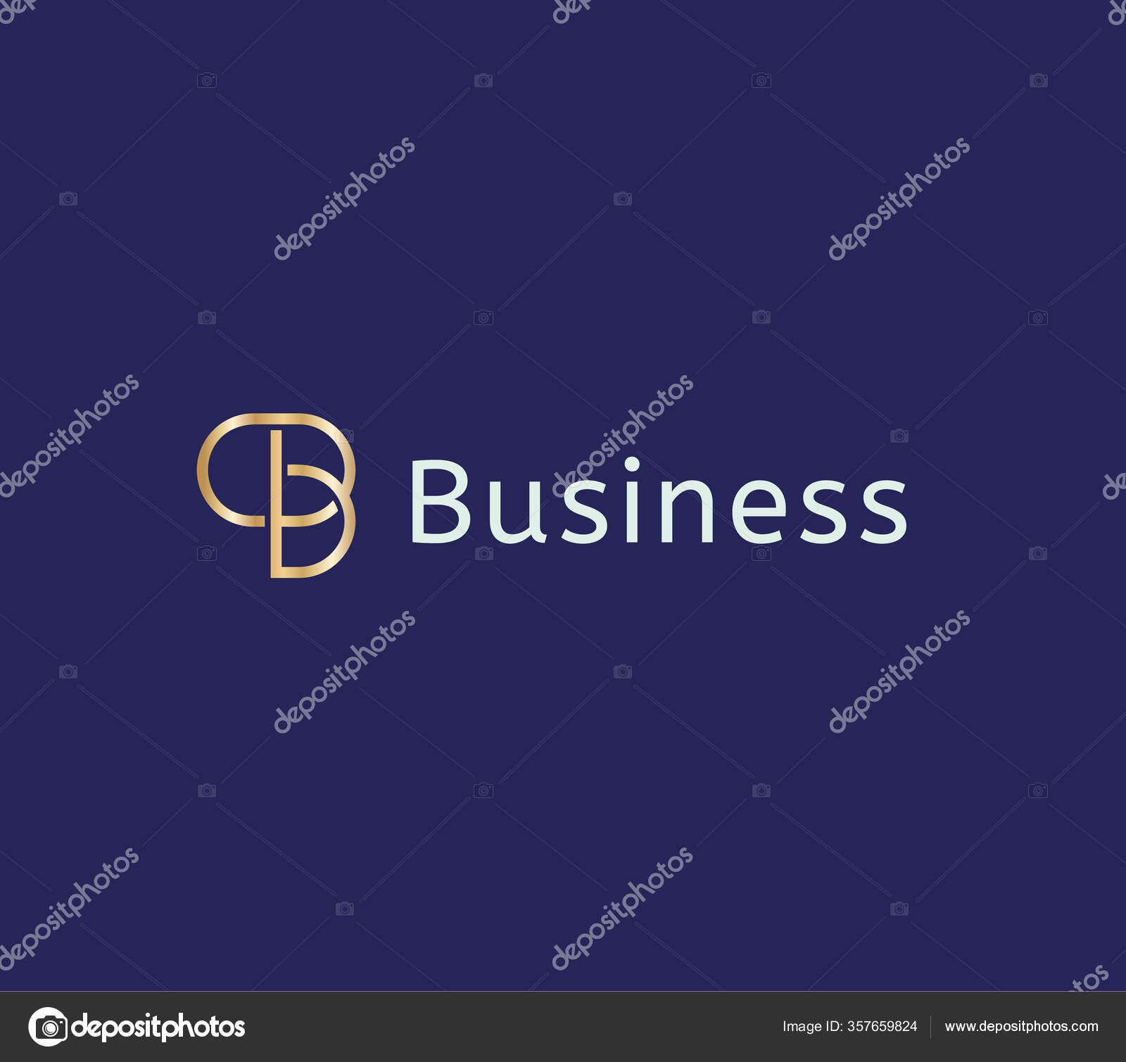 Abstract business initials, golden outline monogram. Linear logo ...