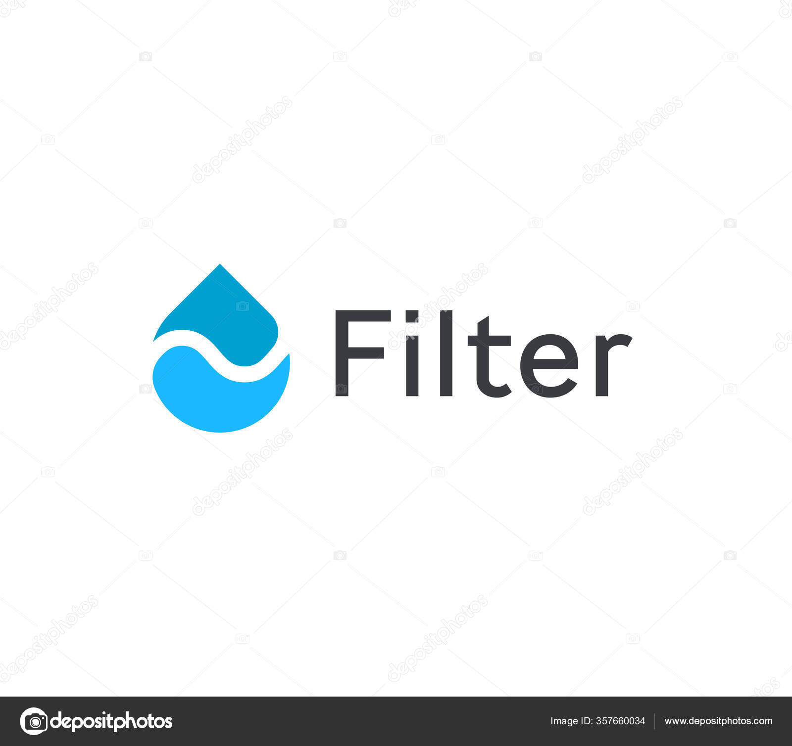 Divided drop icon. Water filter logo template, water purification ...