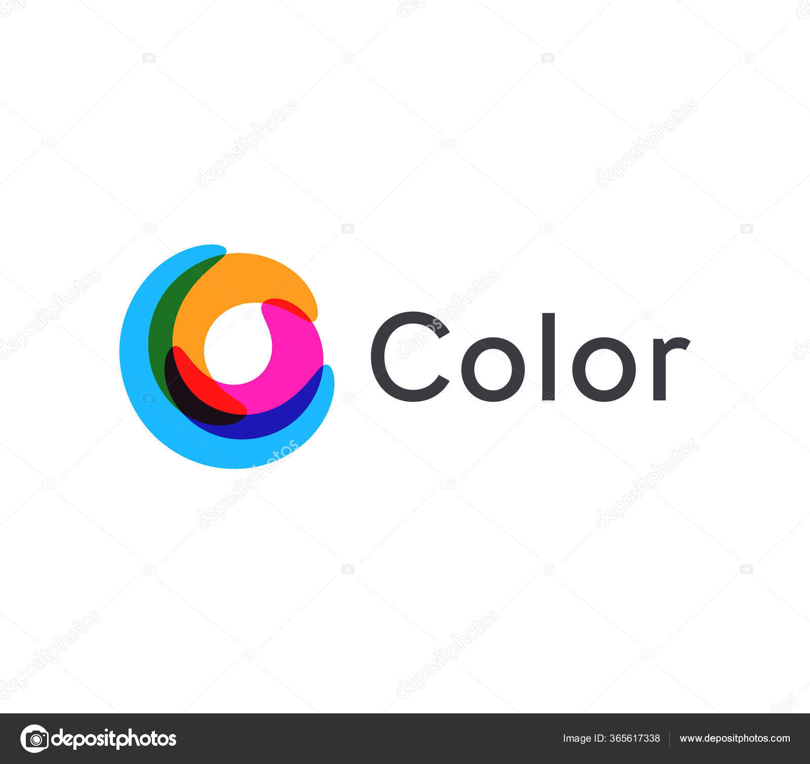 Twisted multi-colored circle vector icon, abstract wheel on a white ...
