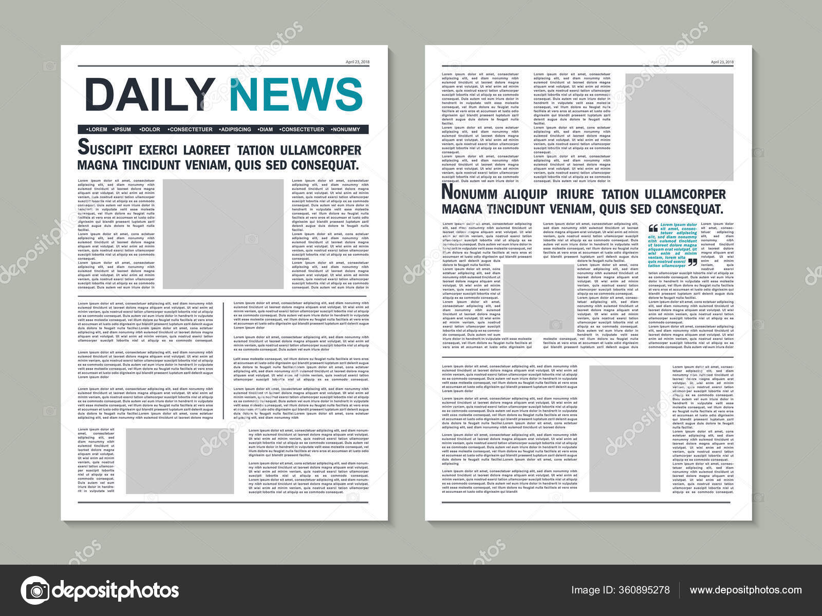 Newspaper Page Mockup Newsletter Journal Template Headline Typography ...