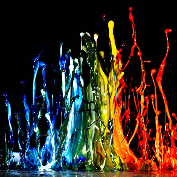 Splash of acrylic paint, abstract background on black — Stock Photo ...