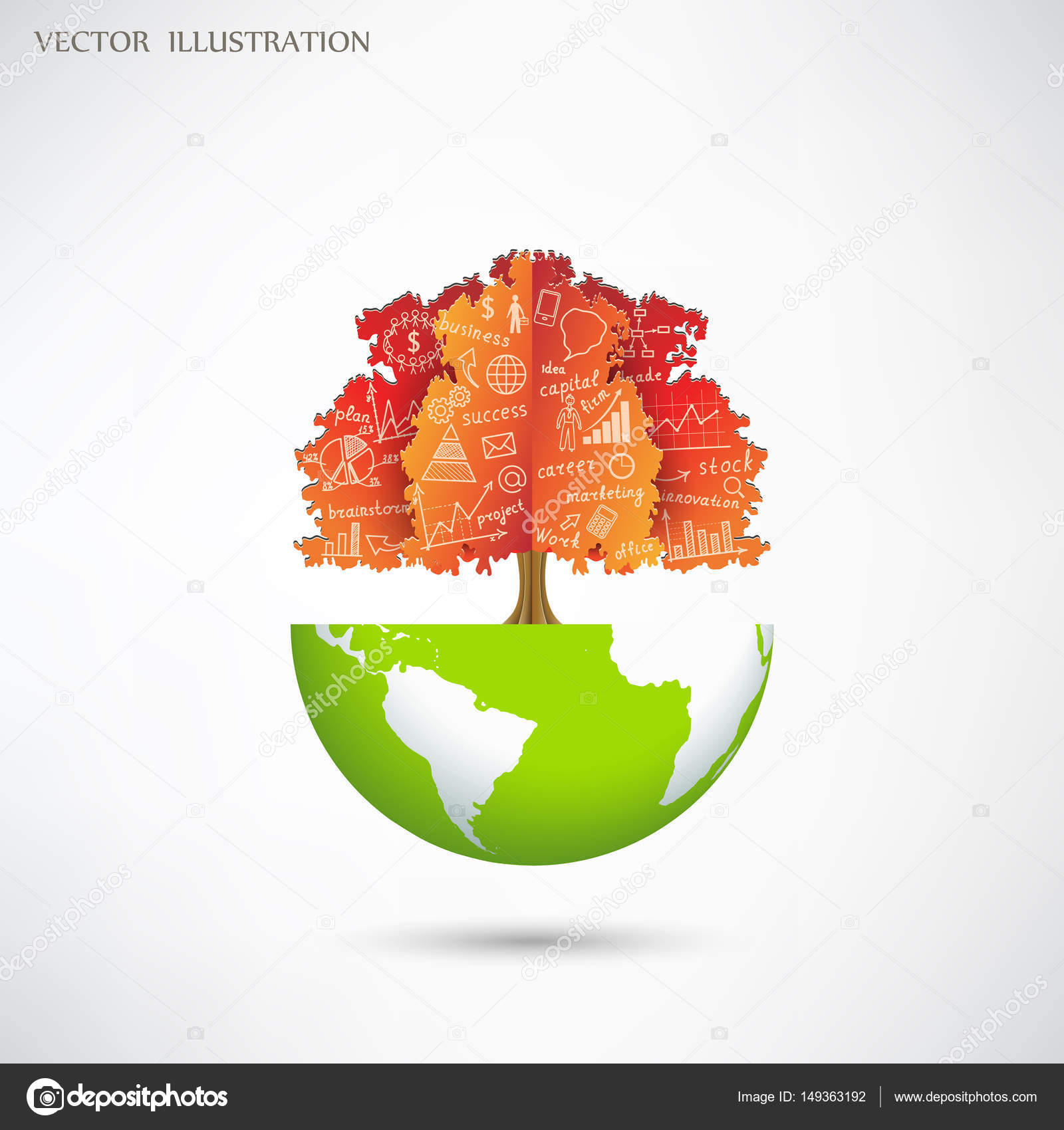 Drawing Charts Graphs Business Strategy Plan Concept Idea Tree Growing ...