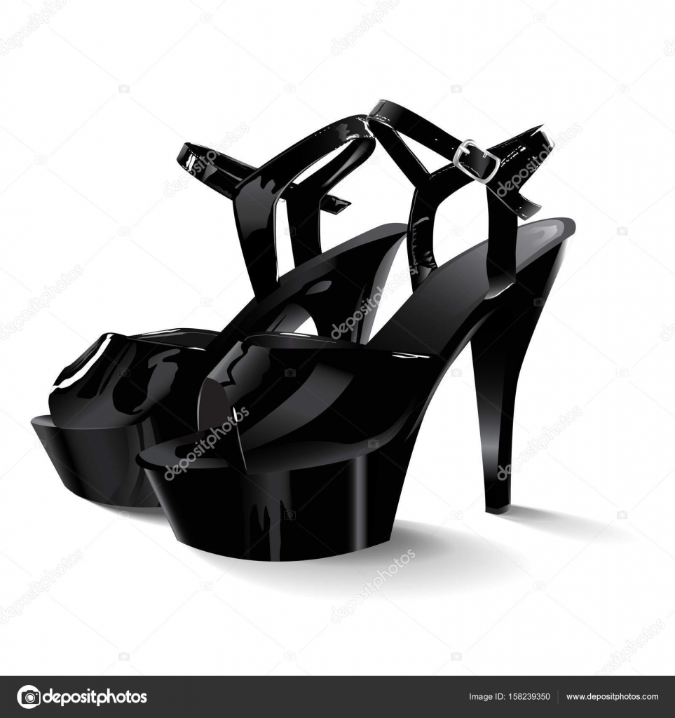 Patent leather black shoes, vector illustration. Stock Vector Image by ...