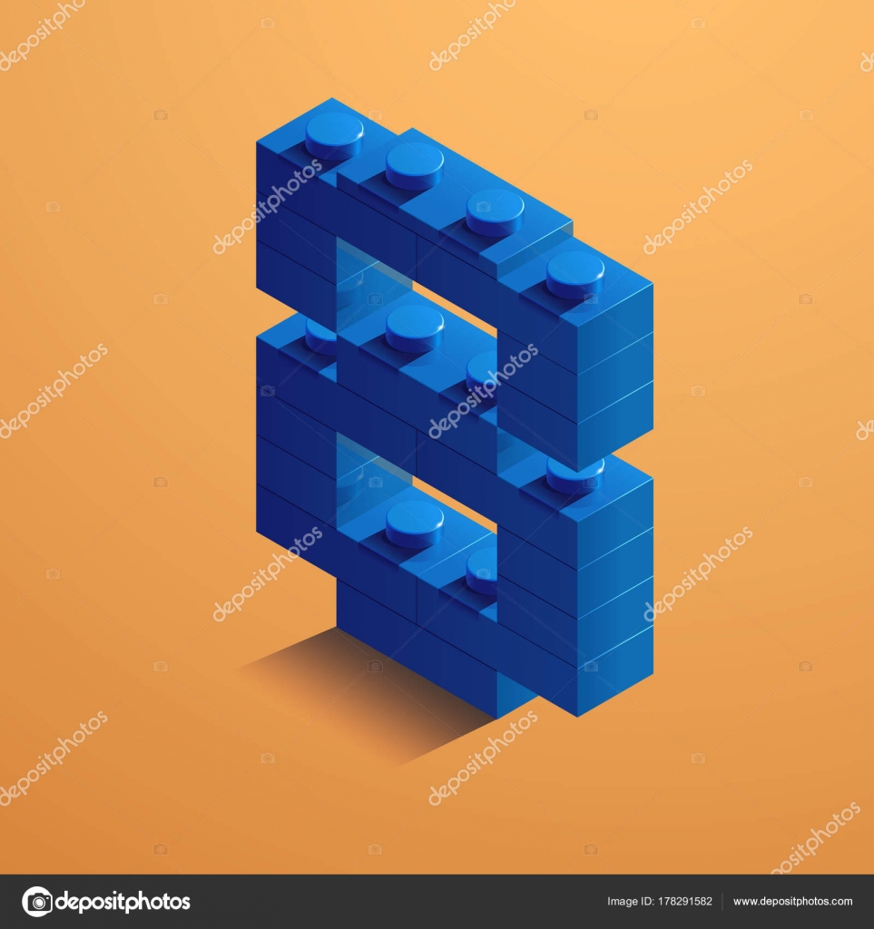 Blue Number Eight Lego Bricks Yellow Background Number Six Stock Vector ...