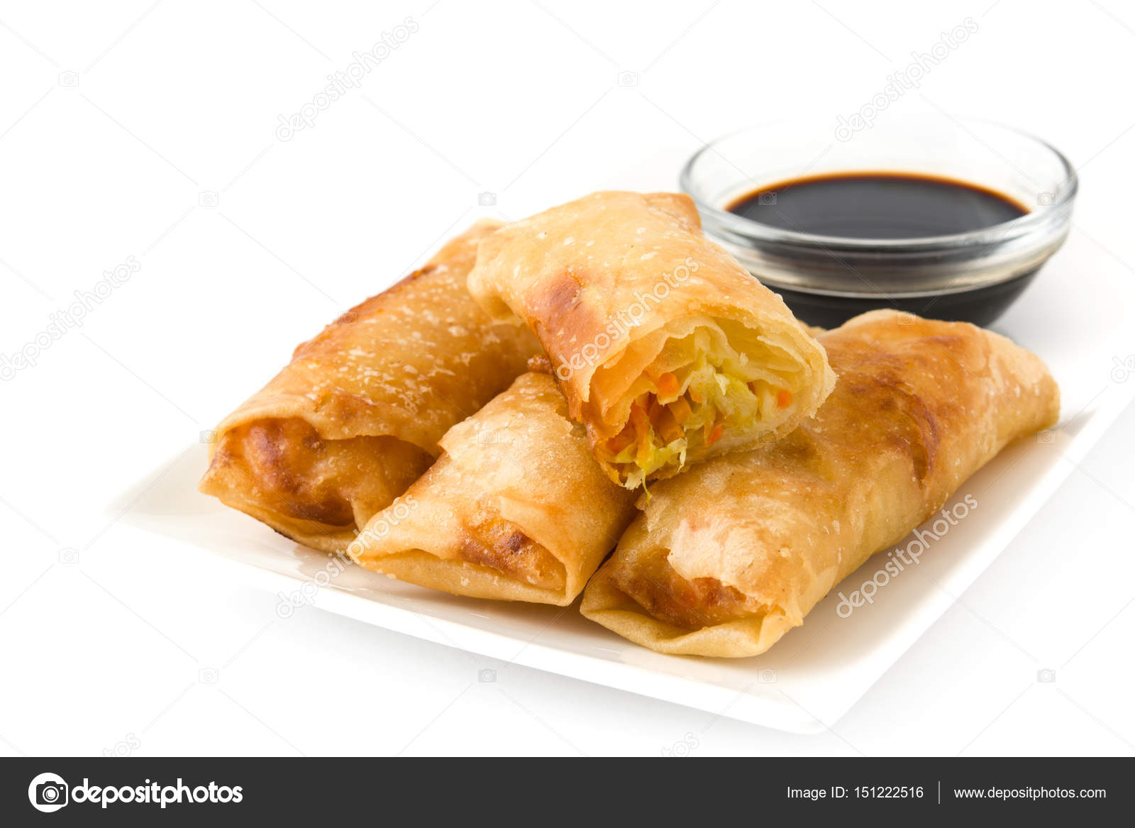 Vegetable spring rolls isolated on white background Stock Photo by ...