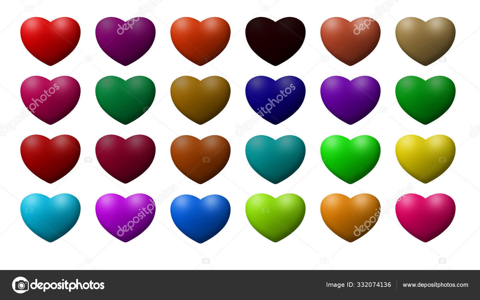 Set Multi Colored Hearts Designer Background Image Creating Holiday ...
