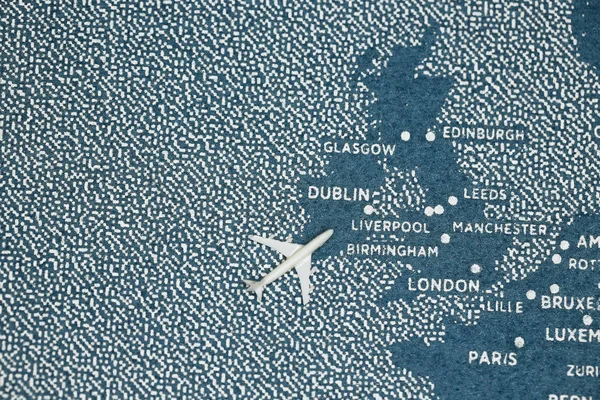 painted map with pin and plane - Stock Image - Everypixel