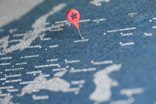 painted travel map with the pin and plane - Stock Image - Everypixel