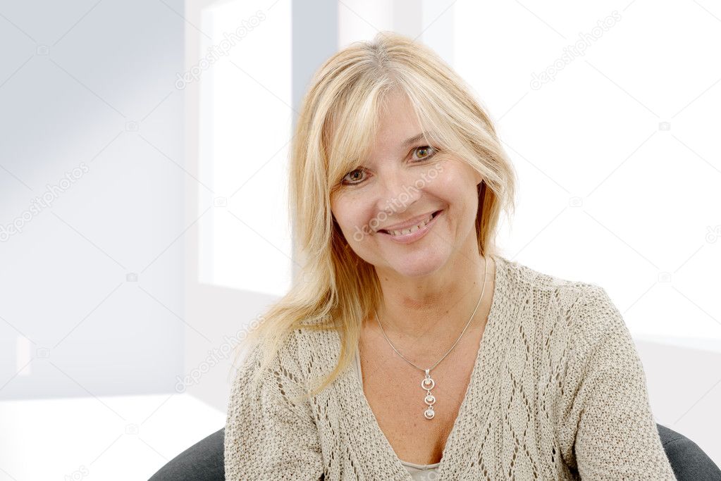 Portrait of mature smiling blond woman — Stock Photo © philipimage ... Portrait of mature smiling blond woman — Stock Photo © philipimage ...
