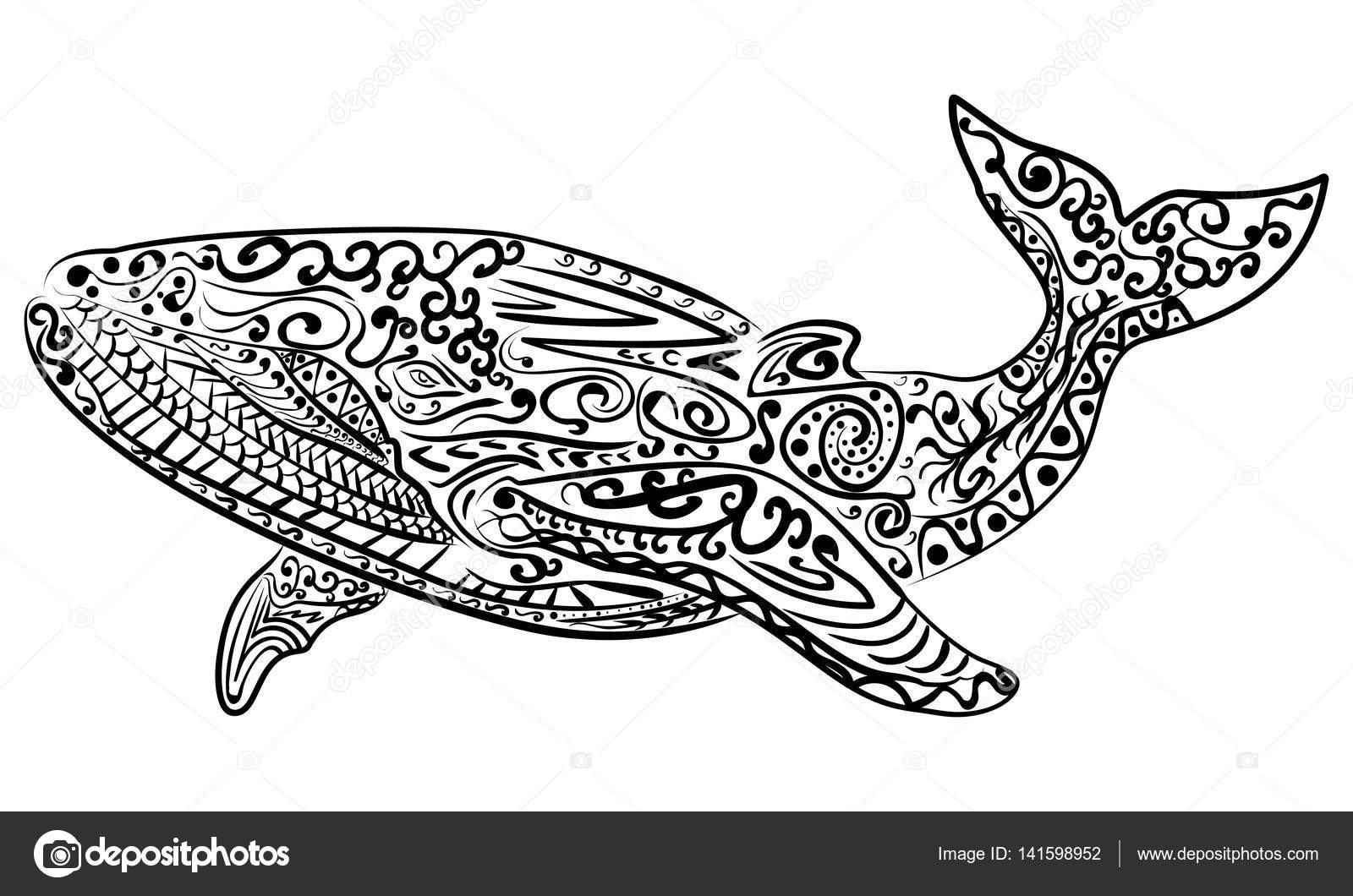 Zentangle stylized whale vector illustration Stock Vector Image by ...
