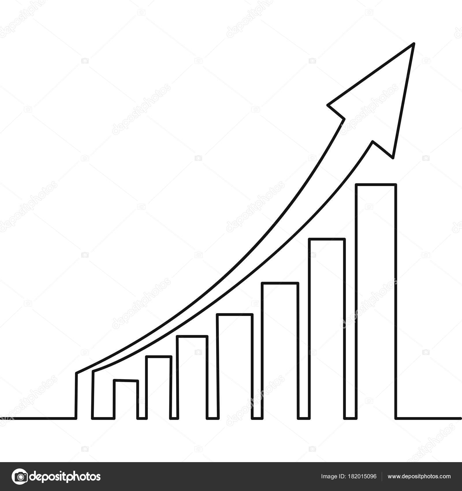 One continuous line drawing of graph icon isolated Stock Vector by ...