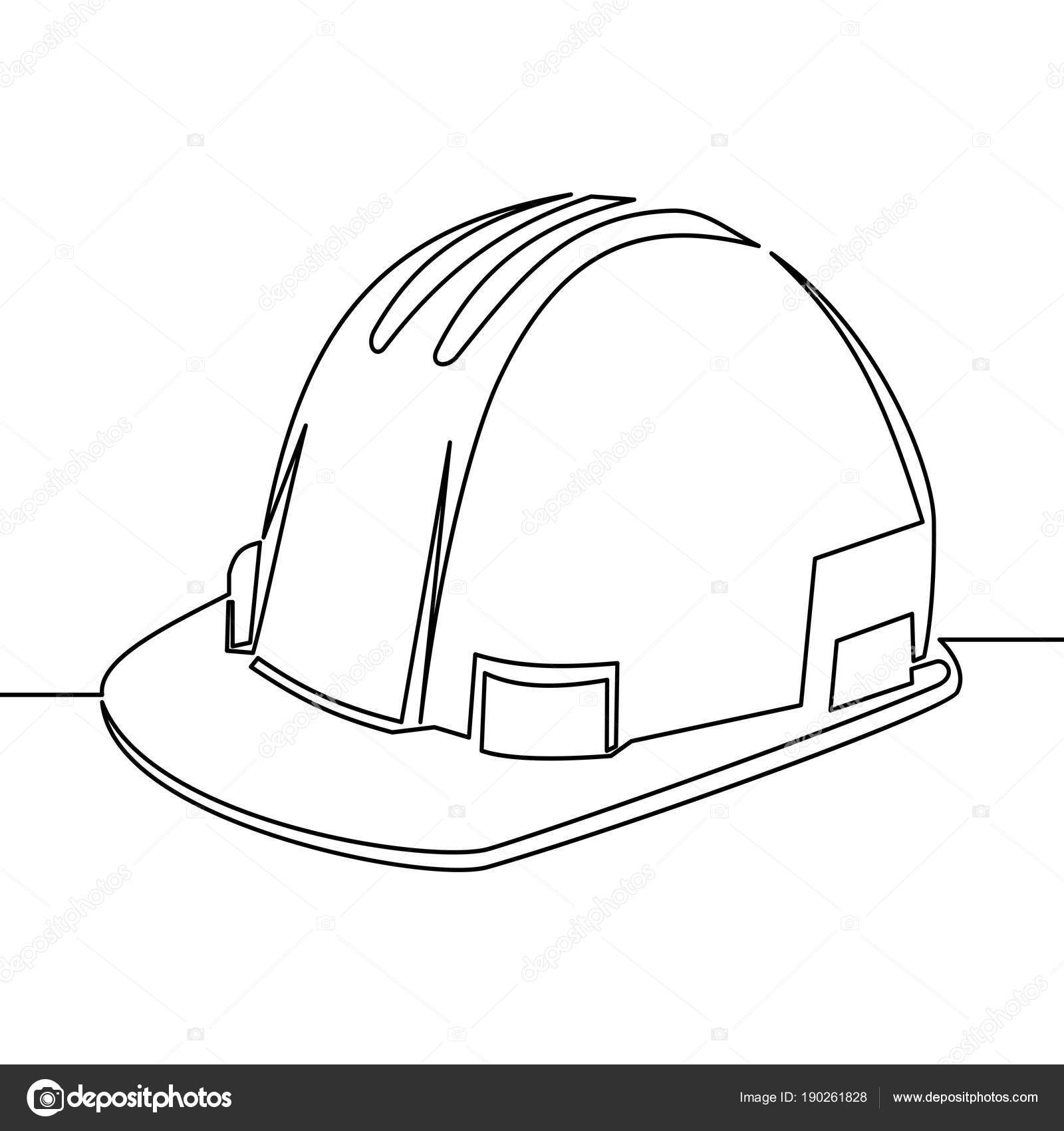 Single Continuous Line Vector Safety Hard Hat Stock Vector Image By