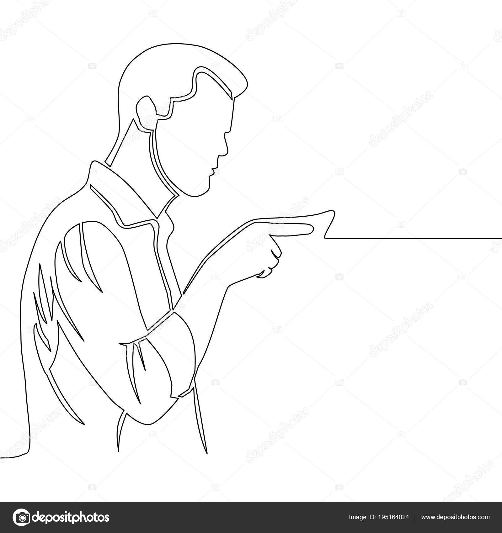 Man pointing with finger. Continuous line drawing Stock Vector Image by ...