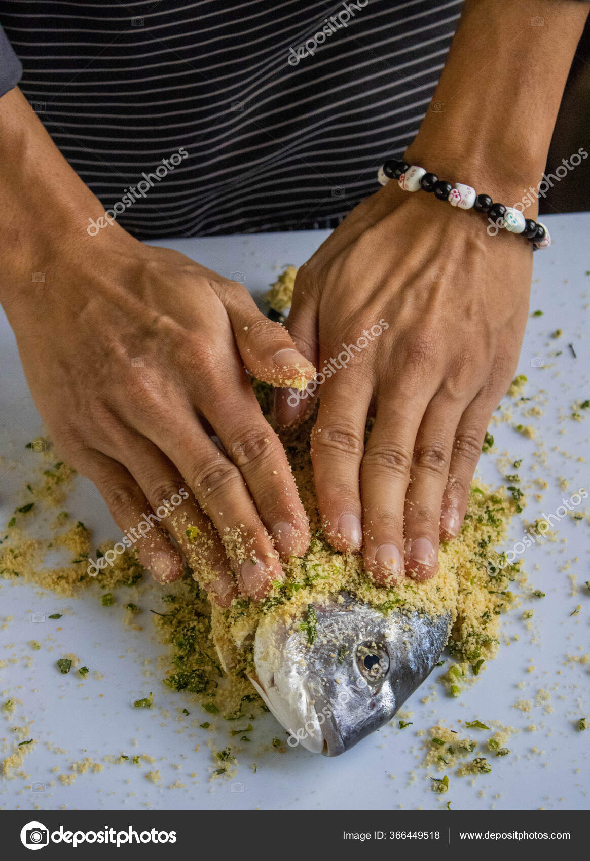 Close Chef Preparing Fresh Fish Coocking — Stock Photo © robert.pilar ...