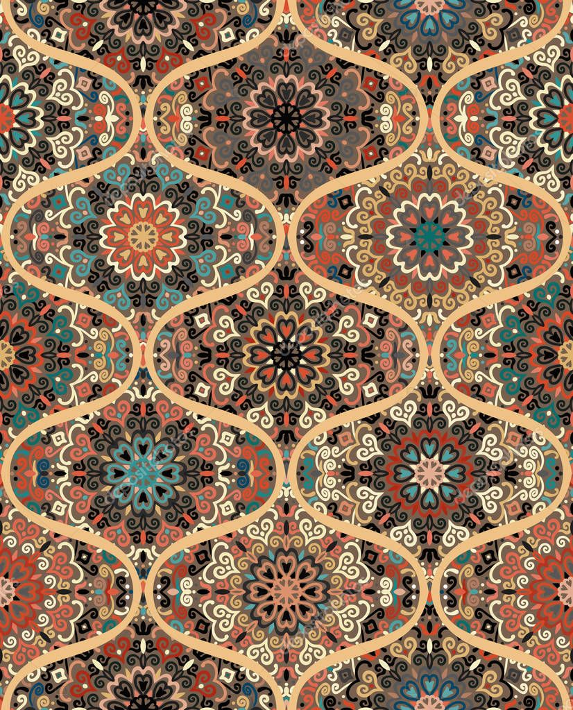 Rounded Mandala Tile Pattern — Stock Vector © amovitania #138599010