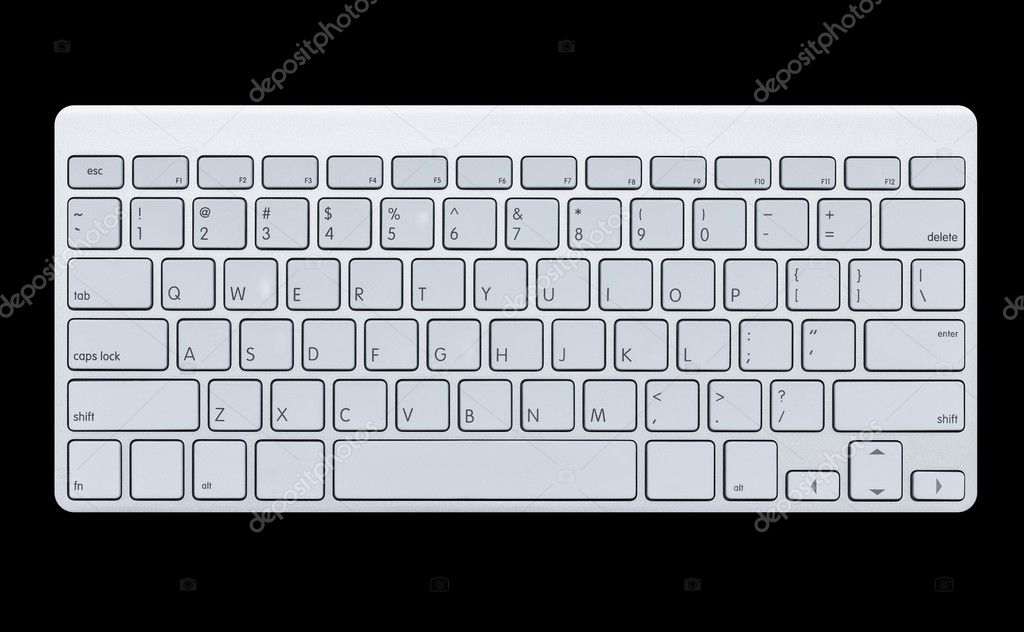 Modern computer keyboard isolated on black background — Stock Photo ...