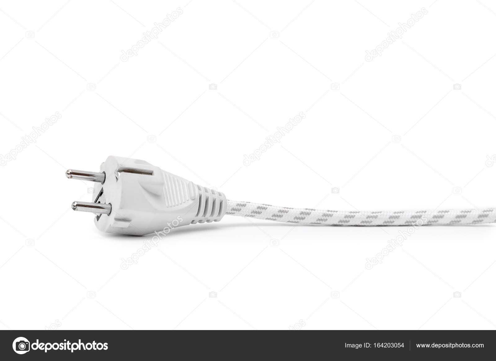 White plug with wire isolated on white background — Stock Photo ...