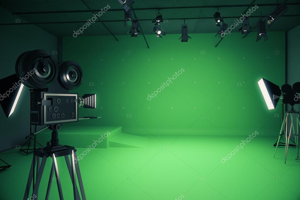 Modern green photo studio — Stock Photo © peshkov #127195848