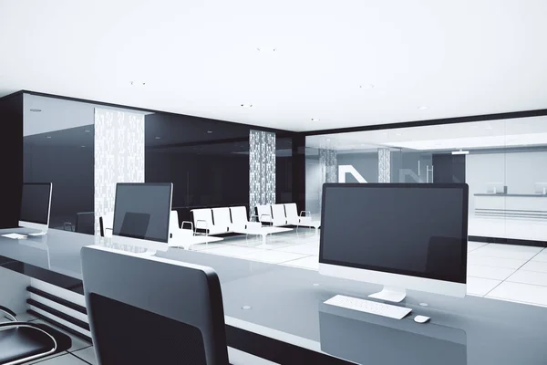 Reception desk with computers - Stock Image - Everypixel