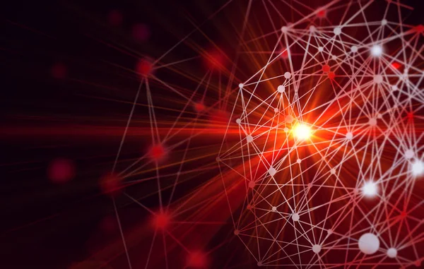 Abstract connections on red background. Technology concept - Stock ...