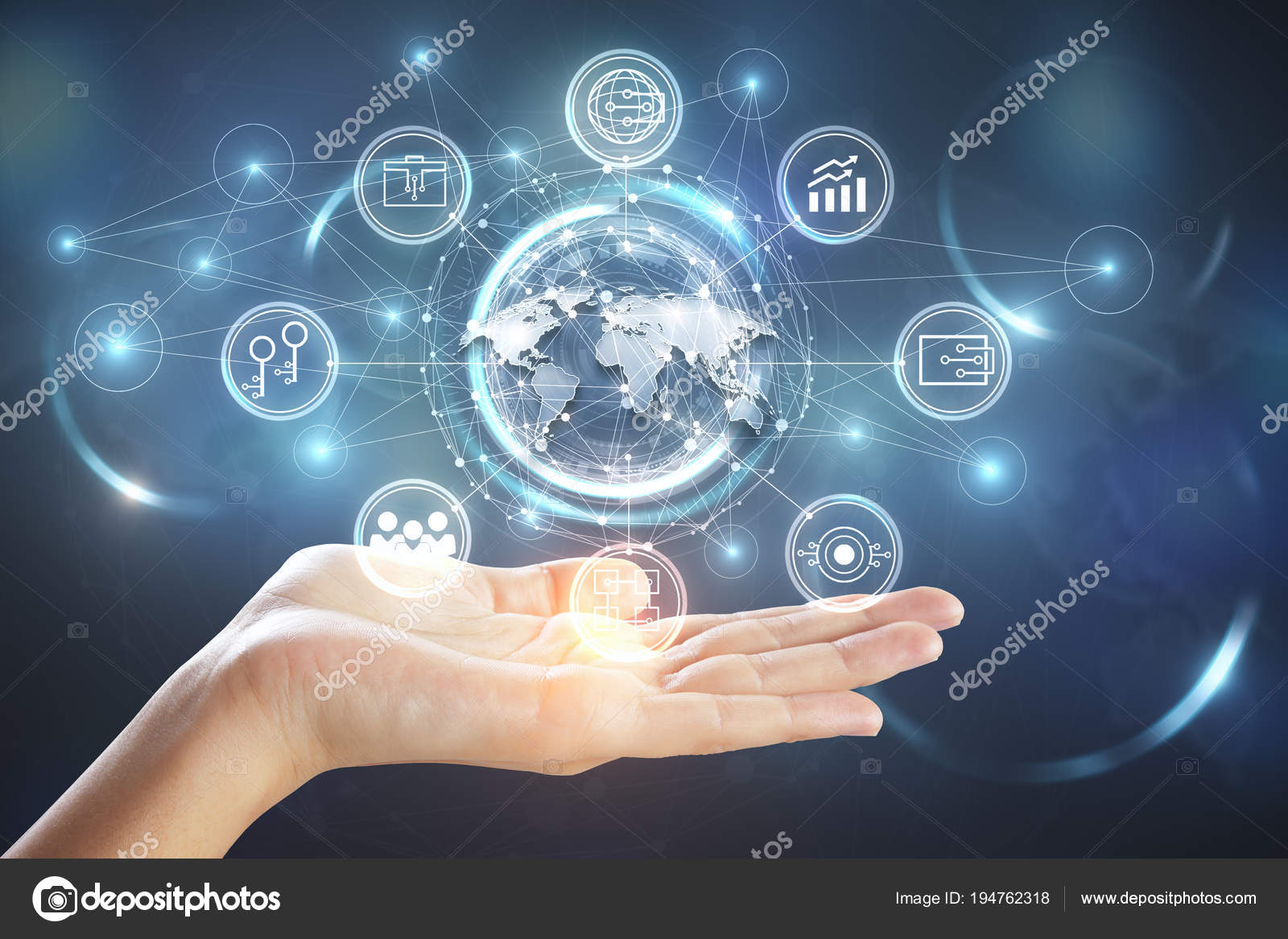 Hand holding business interface Stock Photo by ©peshkov 194762318