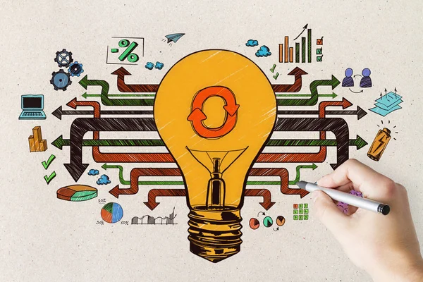 Hand Drawing Creative Business Sketch Idea Innovation Research Concept ...