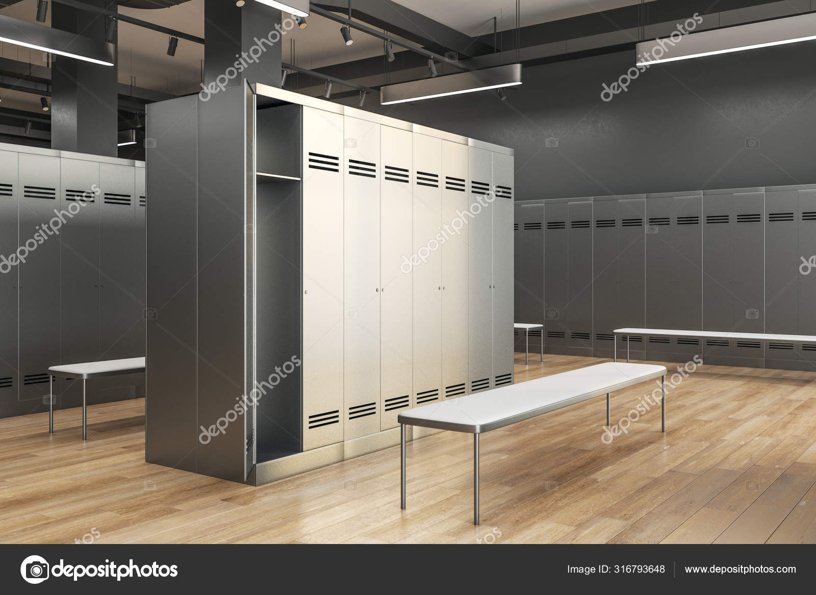Clean locker room interior side Stock Photo by ©peshkov 316793648