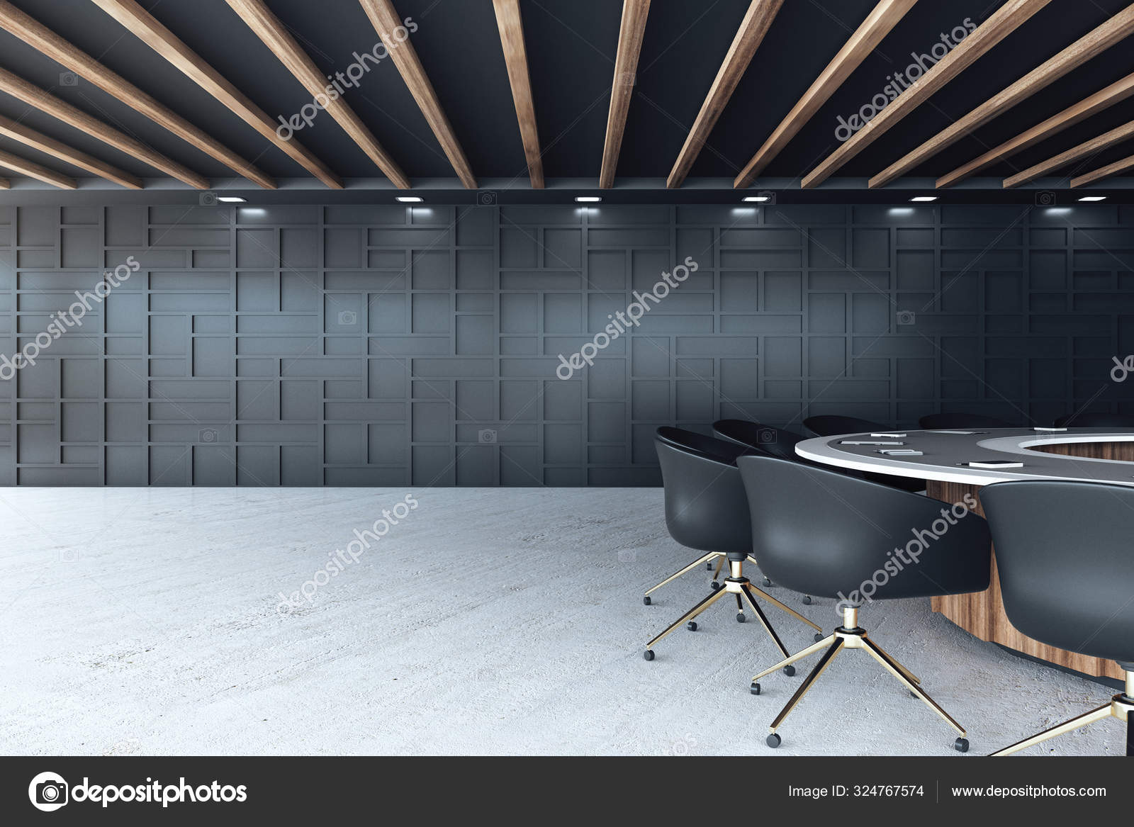 Black modern conference room Stock Photo by ©peshkov 324767574