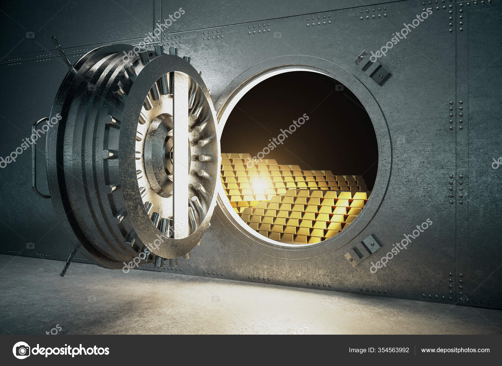 Open Metal Safe Gold Bars Protection Safety Concept Mock Rendering ...