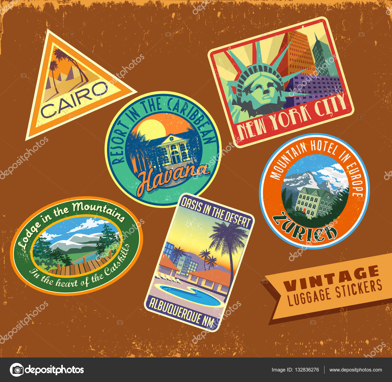 Vintage Luggage Stickers