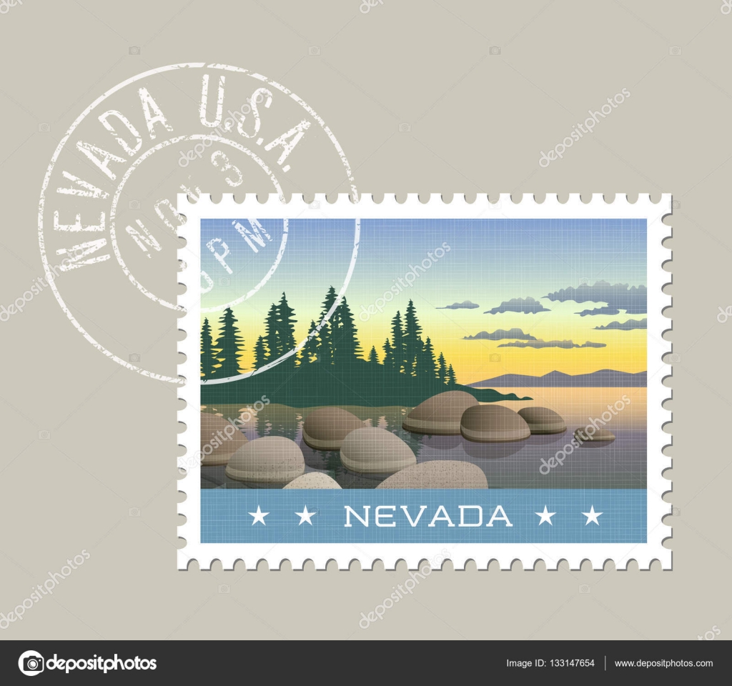 Nevada vector illustration of Lake Tahoe shoreline. Stock Vector Image ...