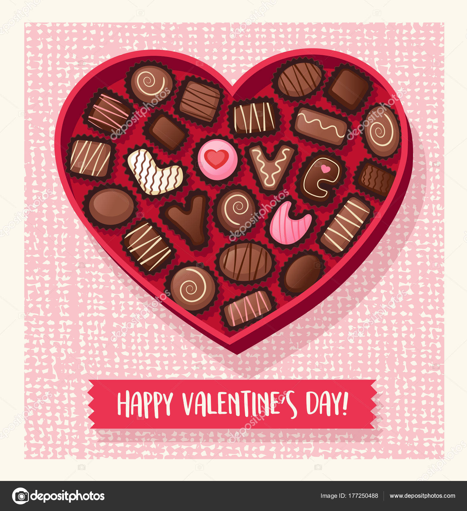 Heart Shaped Valentines Day Candy Box Chocolate Bonbons Spell Love ...