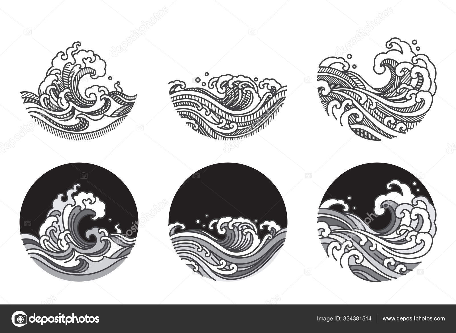Water wave line art vector illustration. Stock Vector Image by ©gthd ...