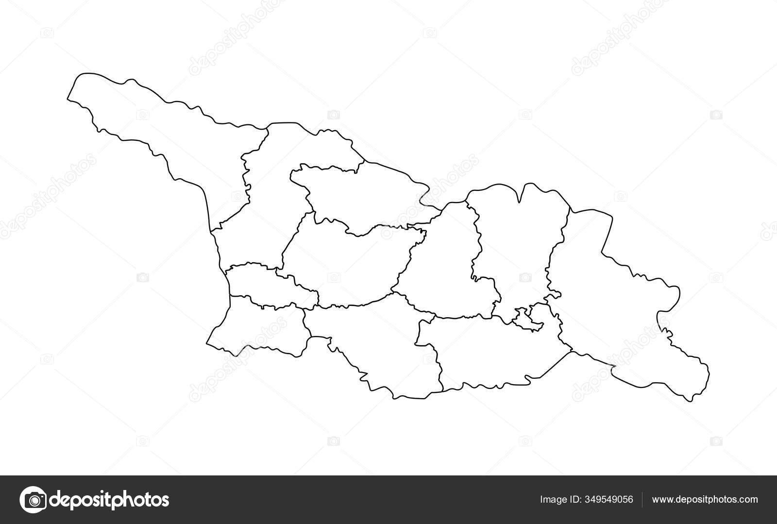 Georgia map, black and white detailed outline with regions of the ...