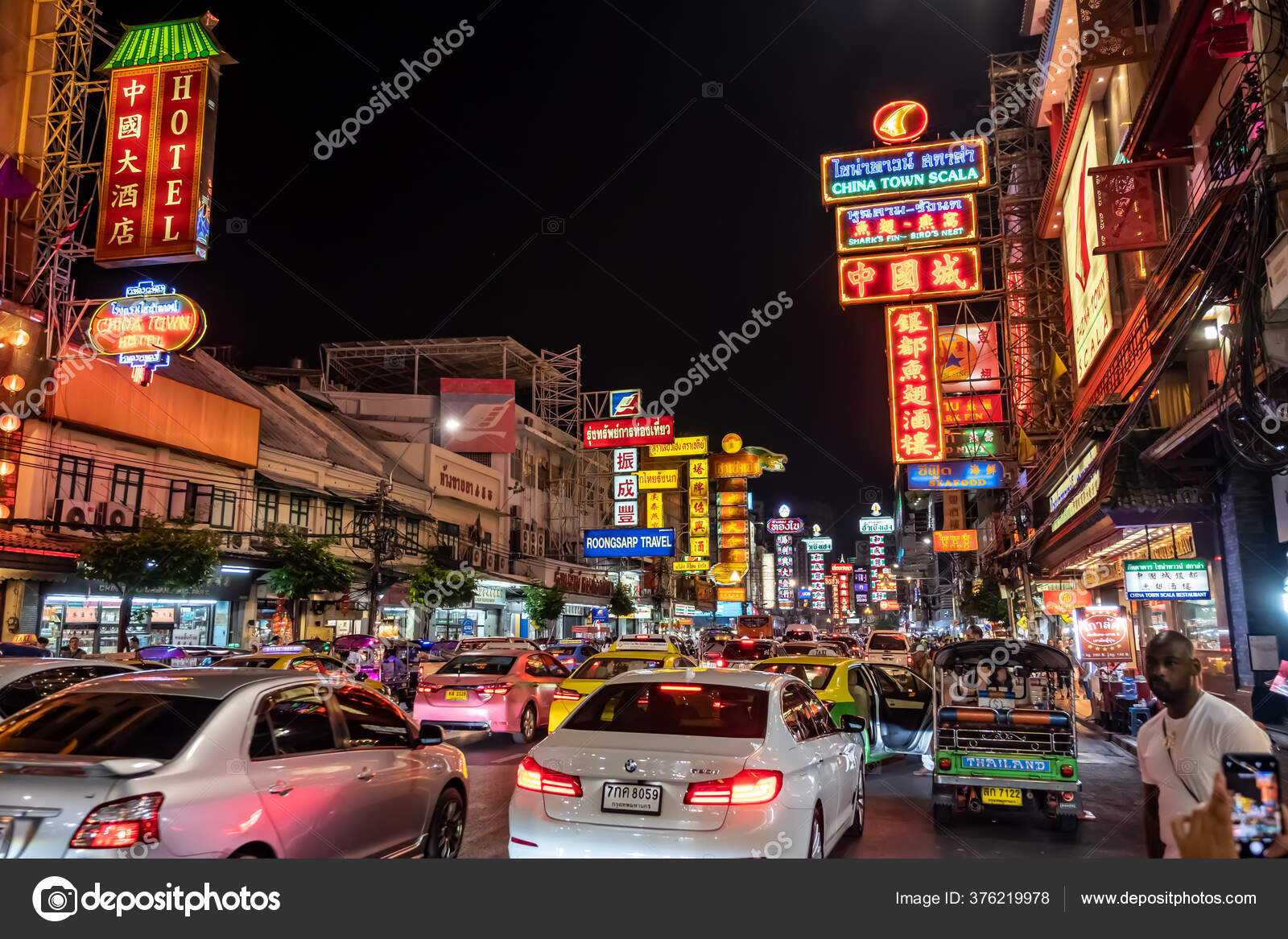 Yaowarat Bangkok Thailand February 2020 Traffic Jam Yaowarat Road Tourists – Stock Editorial ...