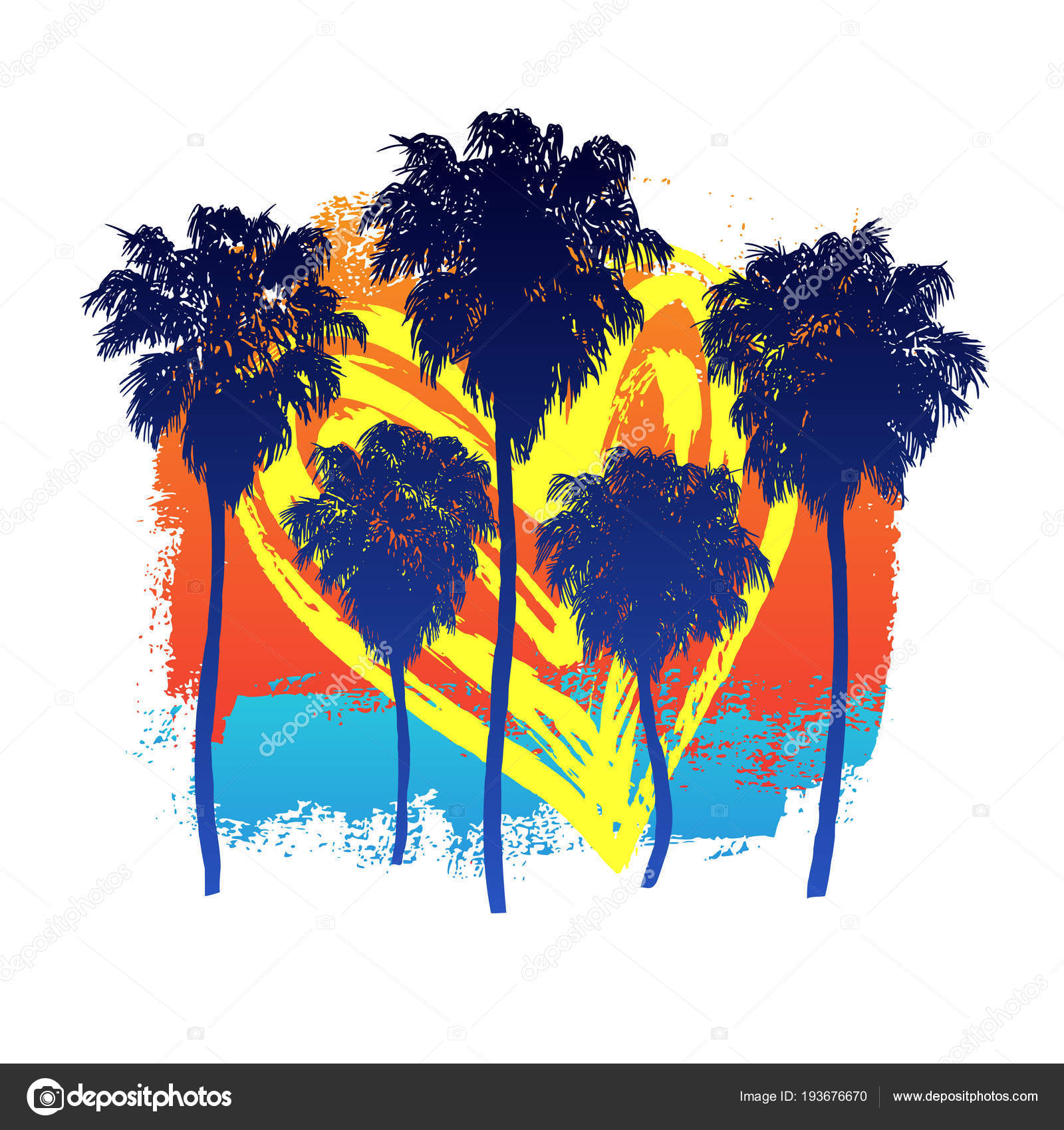 Ilustración Vectorial Palmeras Dibujadas Mano Sobre Fondo Pintura ...