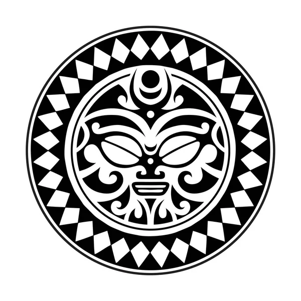 Set of round tattoo ornament with sun face maori style Stock Vector ...