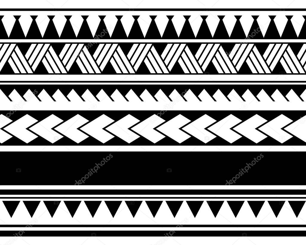 Maori polynesian tattoo sleeve. Tribal bracelet seamless pattern vector ... Maori polynesian tattoo sleeve. Tribal bracelet seamless pattern vector ...