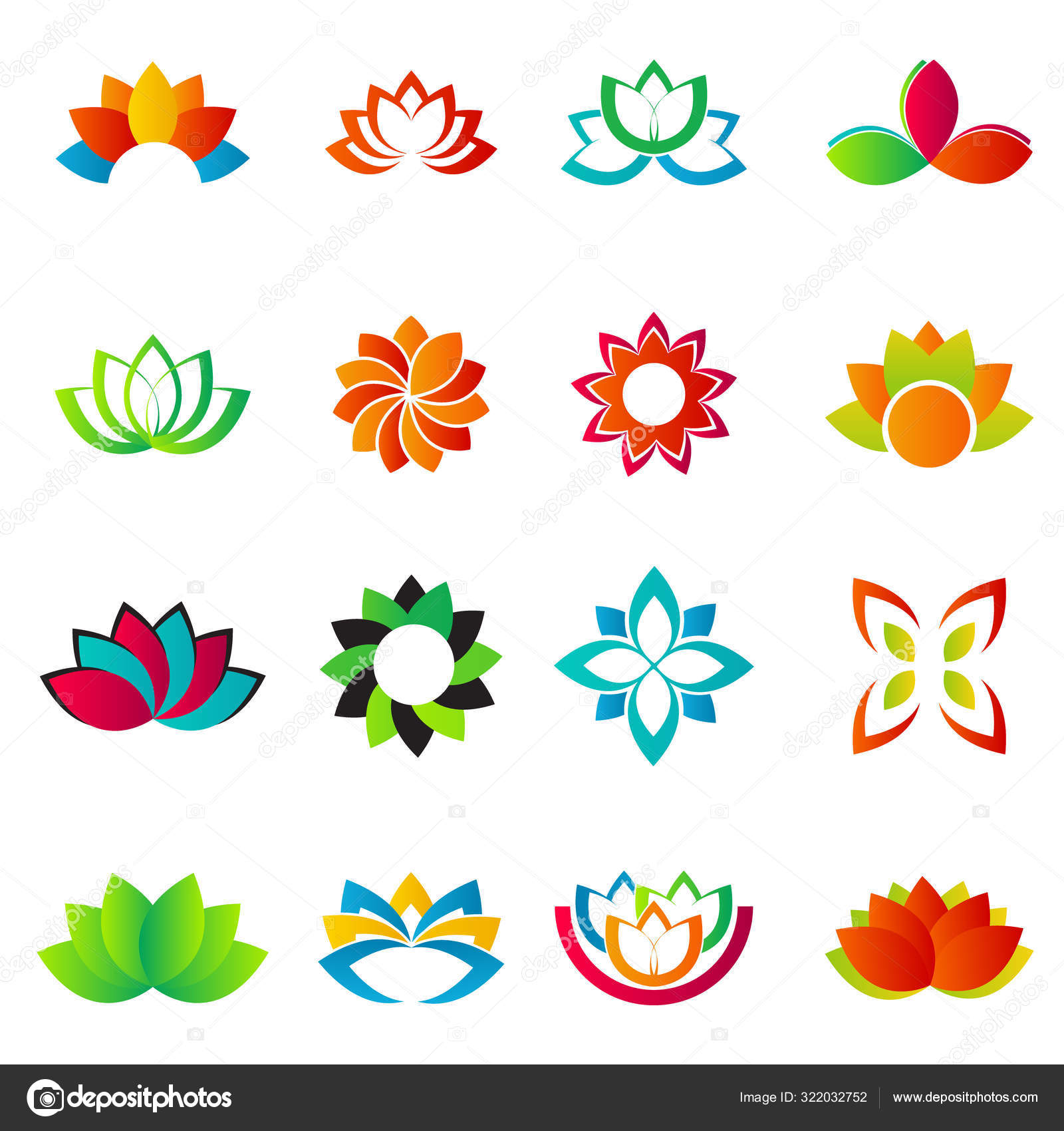 Lotus Flor Logos Vector Diseño Arte Vector de Stock de ©ZiroGraphix ...