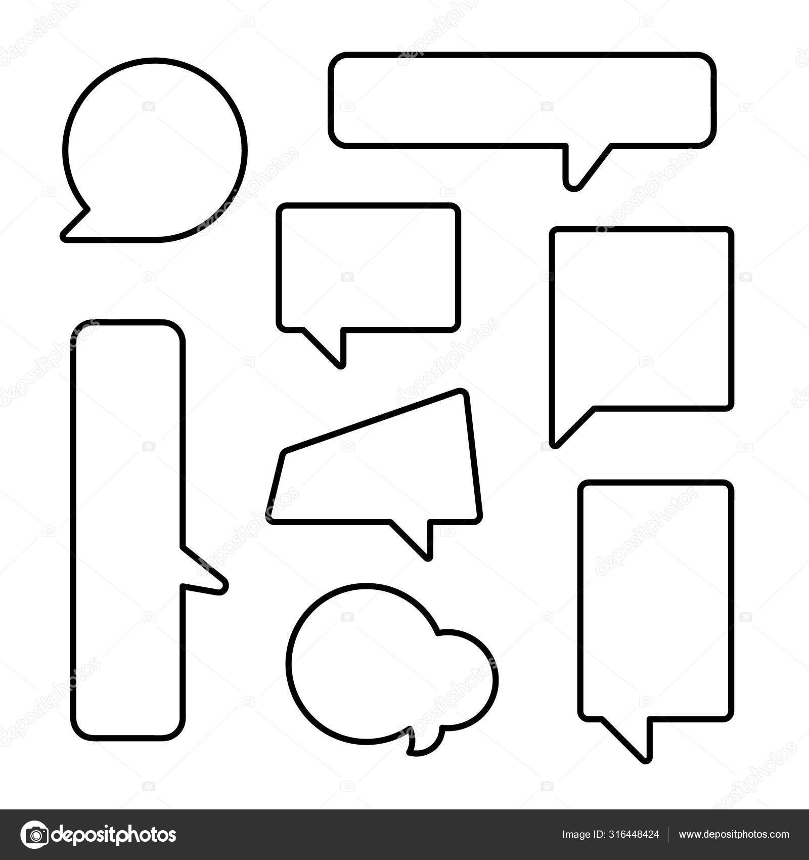 Collection Set Hand Drawn Line Frame Border Blank Speech Bubble Stock ...