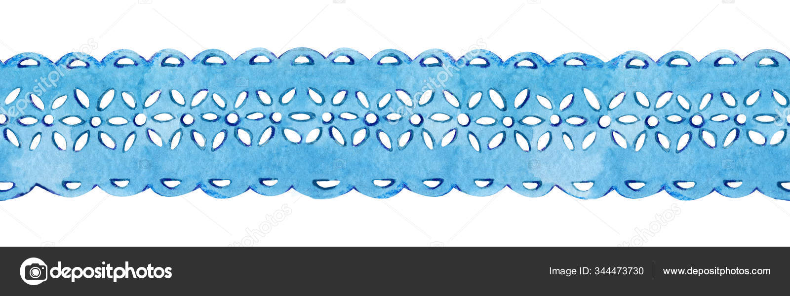 Seamless border lace blue cloth texture. Openwork curls on white ...