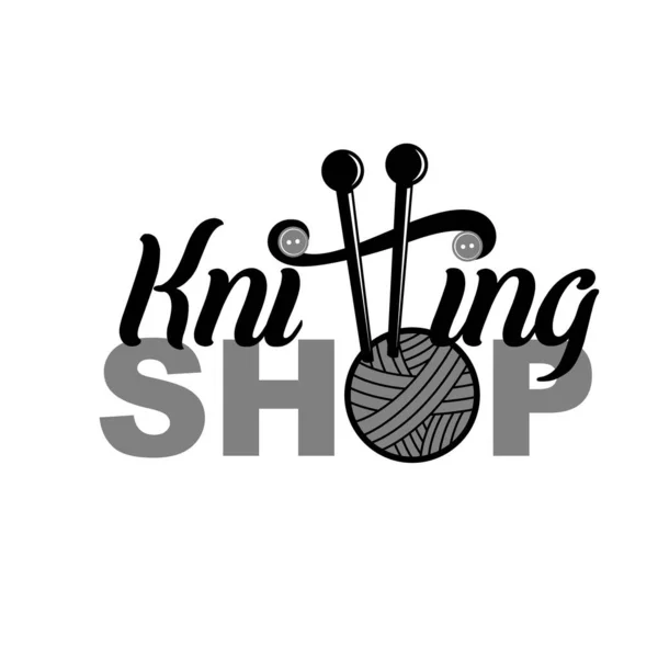 Knit, knitting logo or label. Knitted with love, lettering. Vector ...
