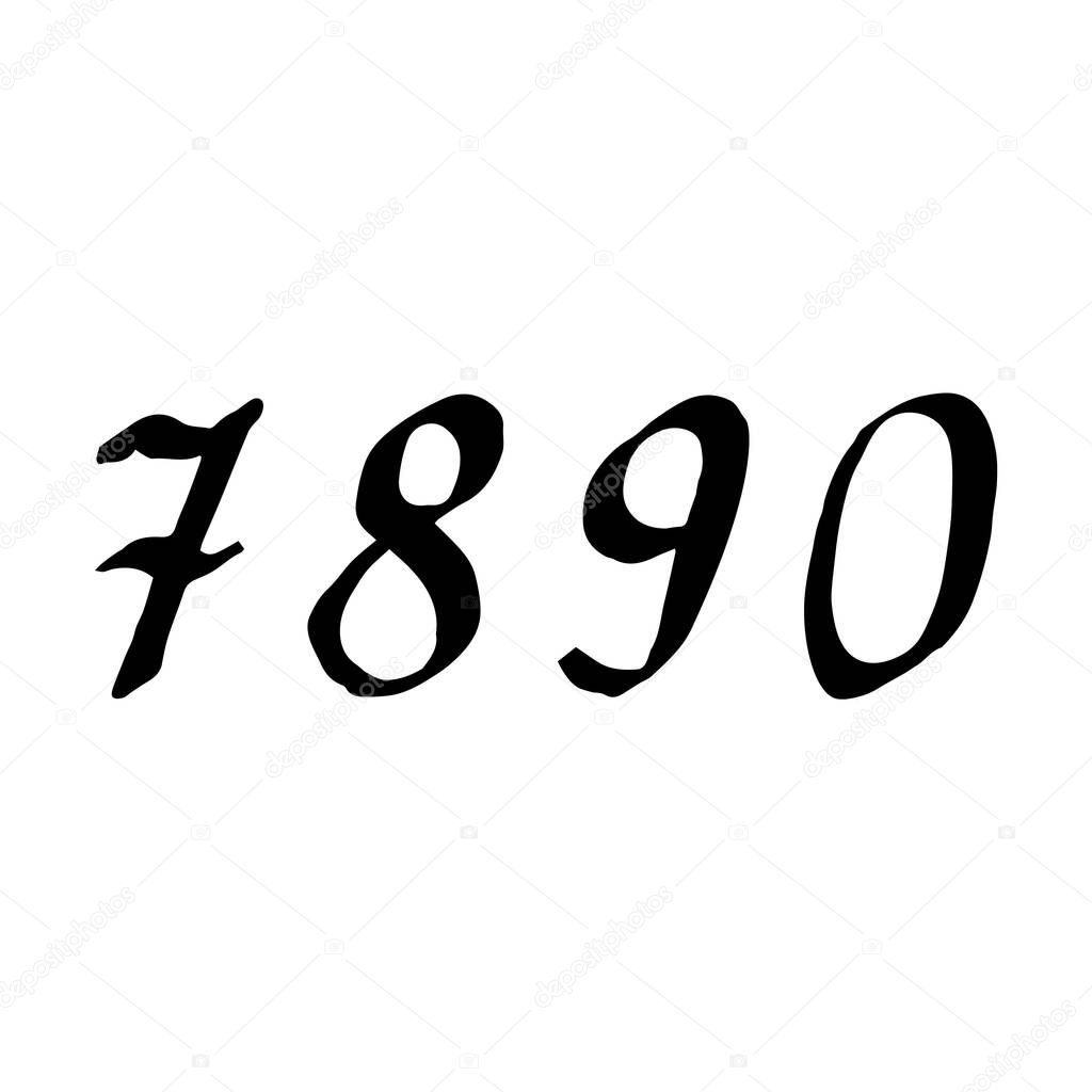 Pluma de tinta números 7890. Texto aislado sobre fondo blanco ...