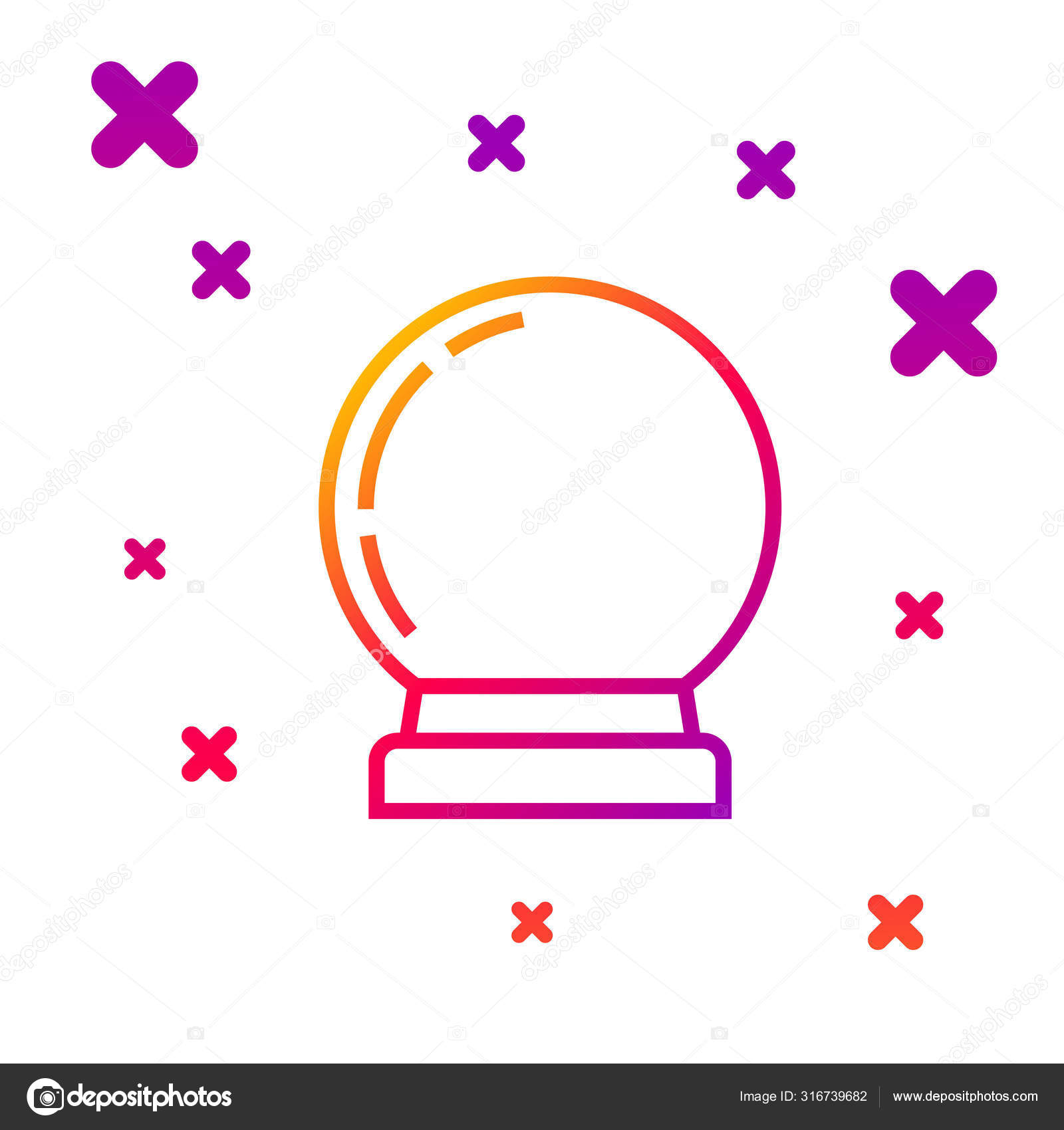 Color line Magic ball icon isolated on white background. Crystal ball ...