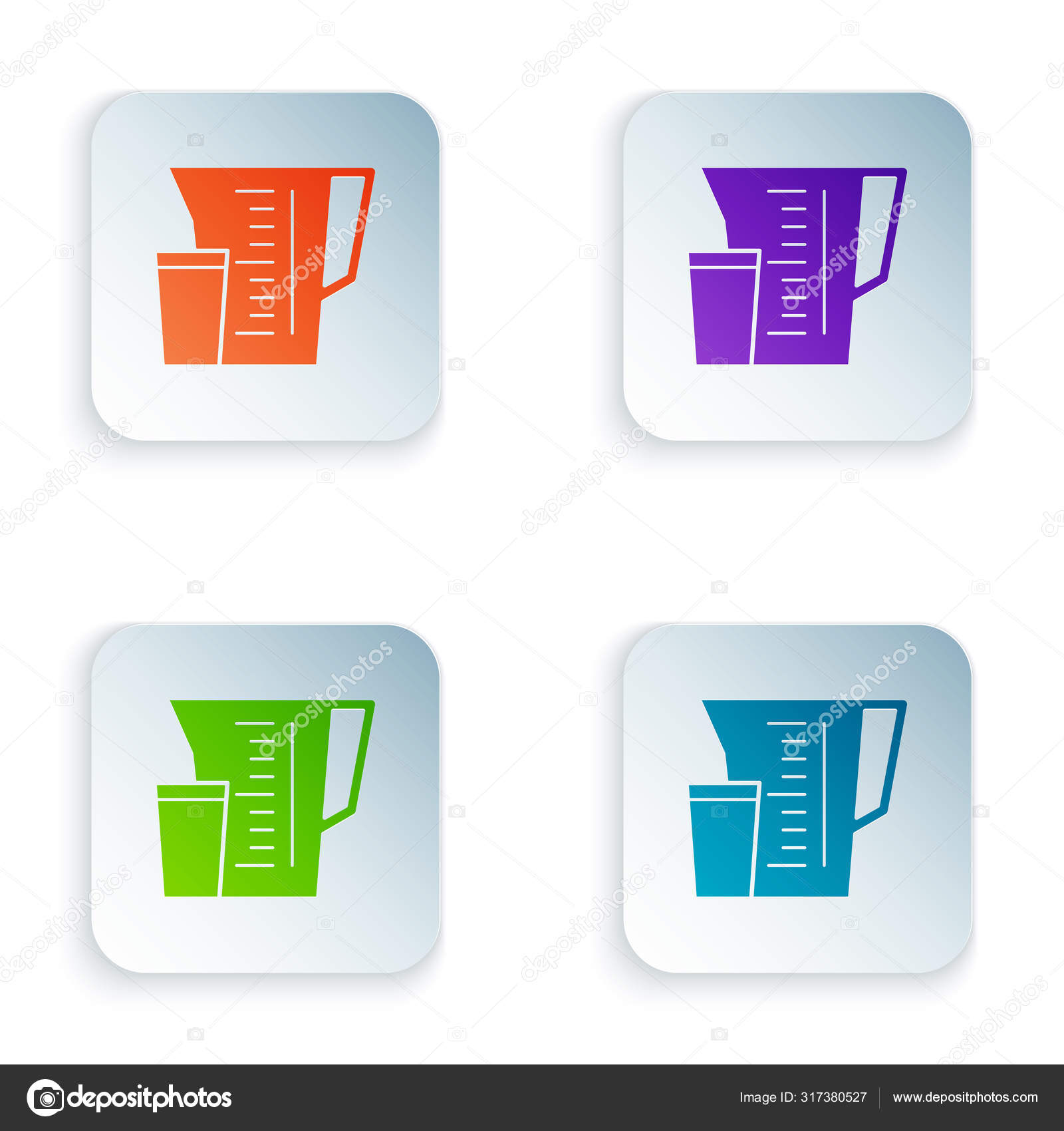 Color Measuring cup to measure dry and liquid food icon isolated on ...