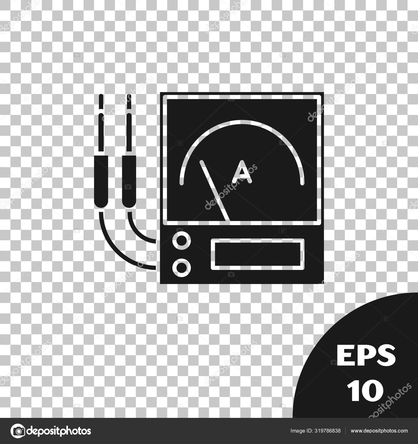 Black Ampere meter, multimeter, voltmeter icon isolated on transparent ...