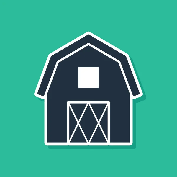 Blue Farm House concept icon isolated on green background. Rustic farm ...