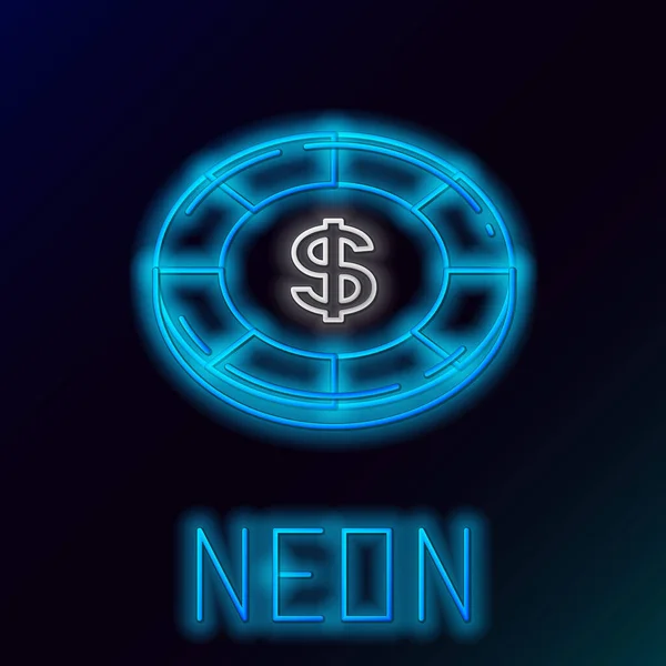 Blue glowing neon line Coin money with dollar symbol icon isolated on ...