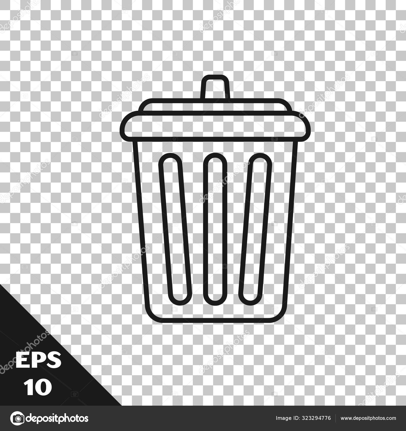 Black Line Trash Can Icon Isolated Transparent Background Garbage Bin Stock Vector Image by ...