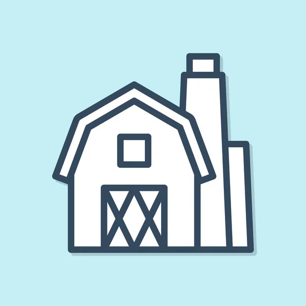 Blue Farm House concept icon isolated on green background. Rustic farm ...
